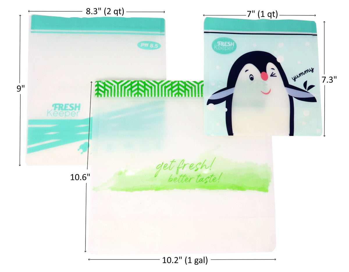 12-pc set (S, L, XL) ZipFresh Reusable Food & Produce Saver Bag ...